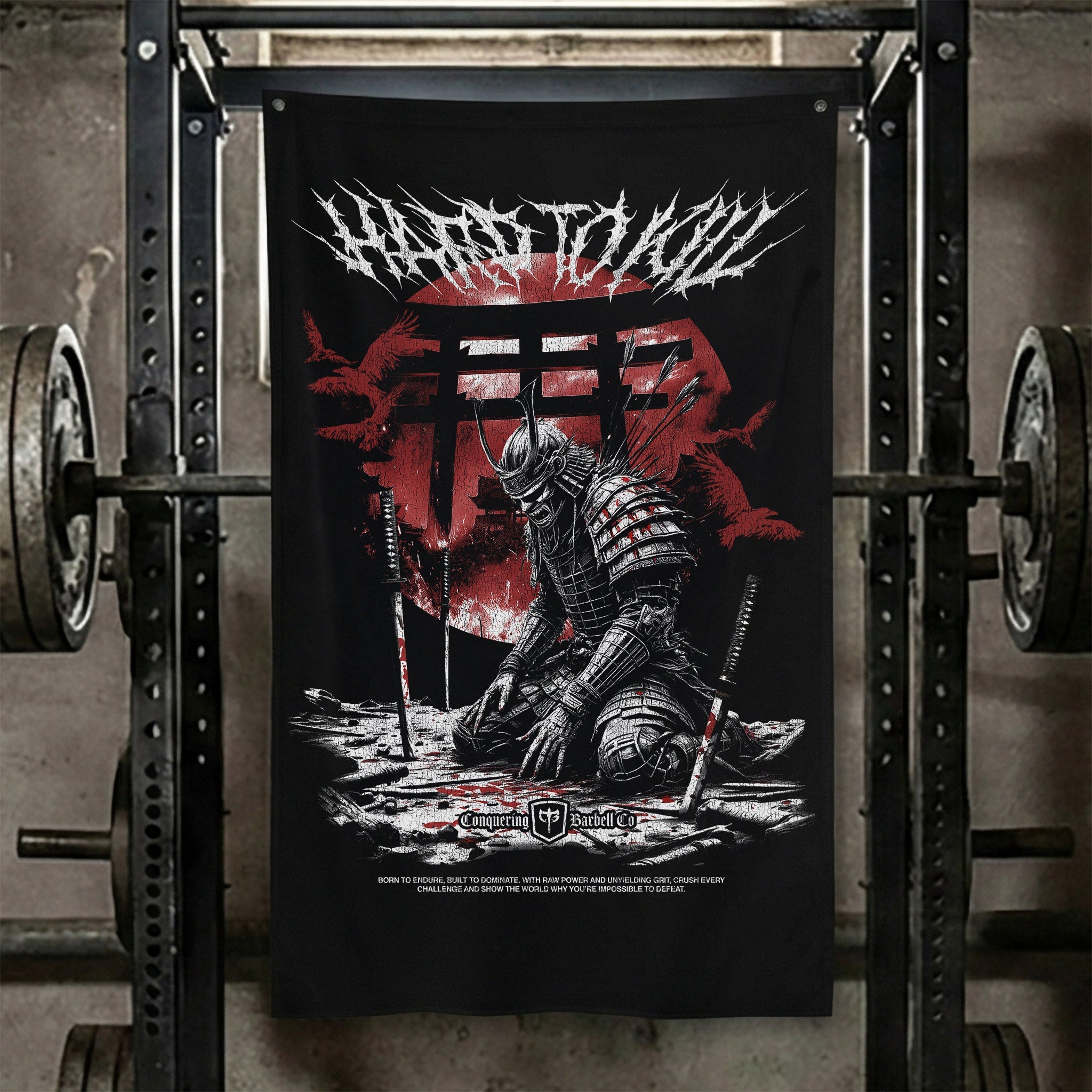 Samurai - Hard to Kill - 3' x 5' Polyester Flag - Conquering Barbell